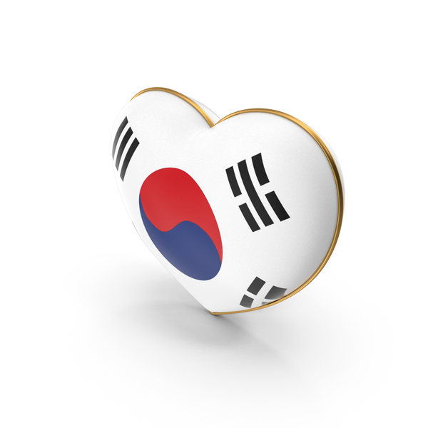 South Korea Country Flag In Heart With Golden Frame Png Images And Psds
