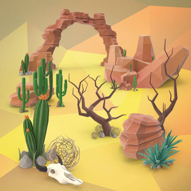 Low Poly Desert Collection PNG Images & PSDs for Download | PixelSquid