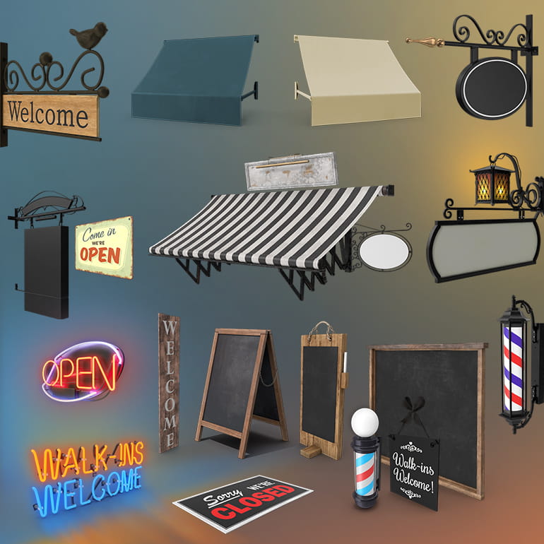 Storefront Signs Collection PNG Images & PSDs for Download | PixelSquid